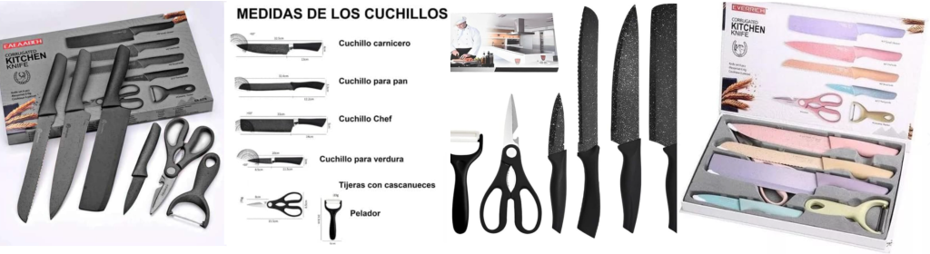 Juego De Cuchillos De 6 Piezas Negros / Colores. – Pilusa para cada ocasión